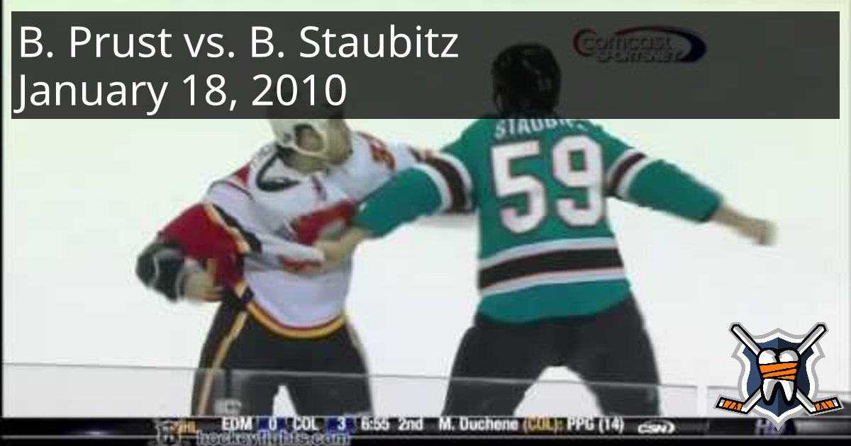 Brandon Prust vs. Brad Staubitz, January 18, 2010 - Calgary Flames vs ...