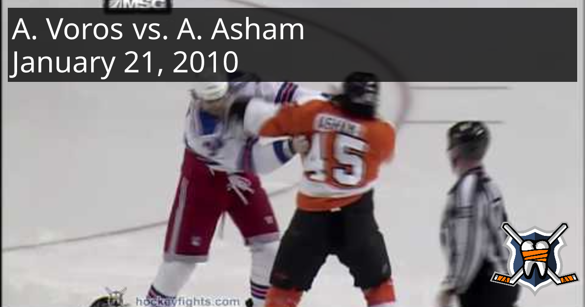 Aaron Voros vs. Arron Asham, January 21, 2010 - New York Rangers vs ...