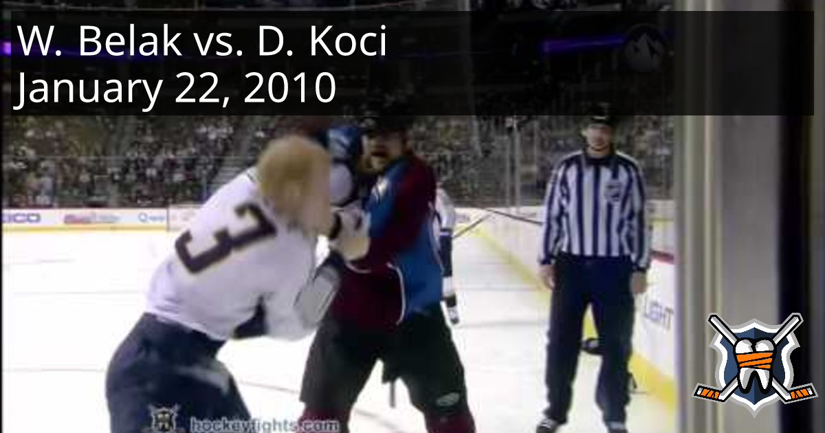 Wade Belak vs. David Koci, January 22, 2010 - Nashville Predators vs ...