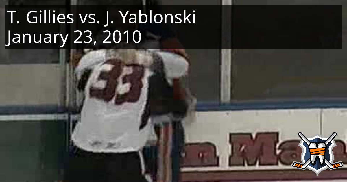 Trevor Gillies vs. Jeremy Yablonski, January 23, 2010 - Bridgeport ...