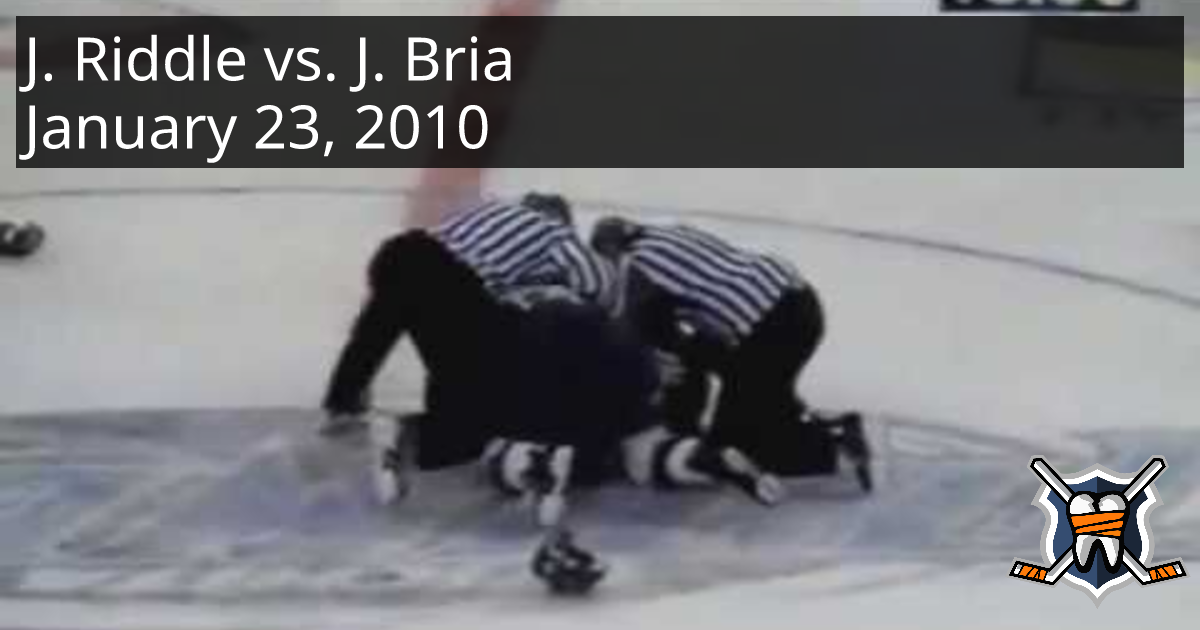 Jake Riddle vs. J.R. Bria, January 23, 2010 - Tulsa Oilers vs. Wichita ...