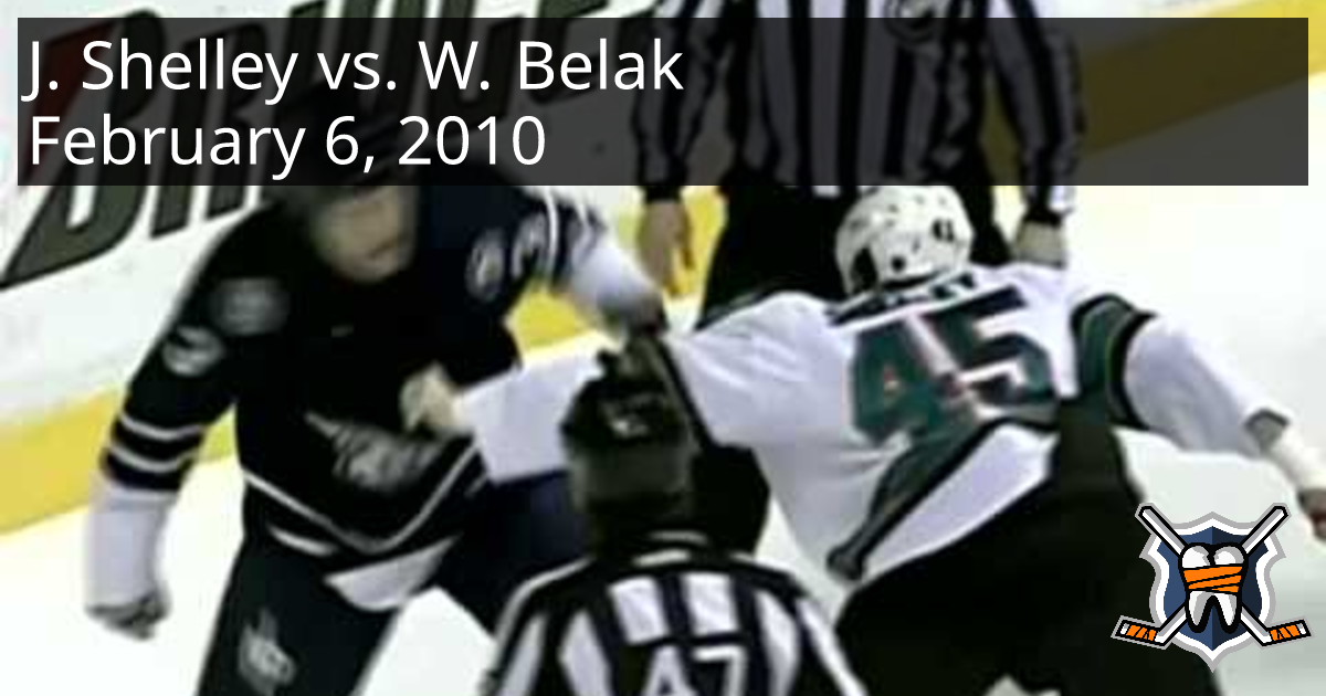 Jody Shelley vs. Wade Belak, February 6, 2010 - San Jose Sharks vs ...