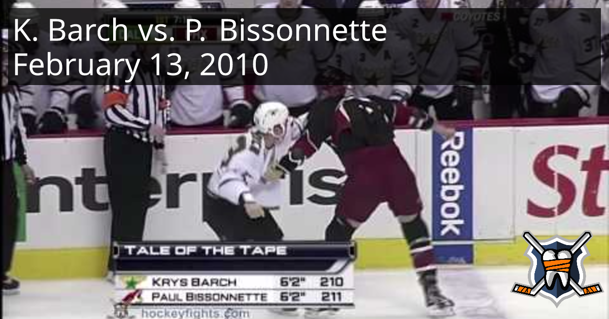 Krys Barch vs. Paul Bissonnette, February 13, 2010 - Dallas Stars vs ...