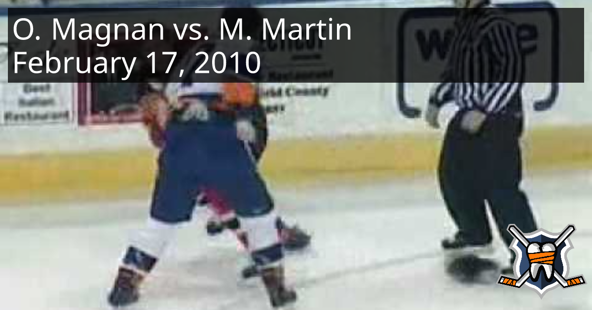 Olivier Magnan vs. Matt Martin, February 17, 2010 - Lowell Devils vs ...