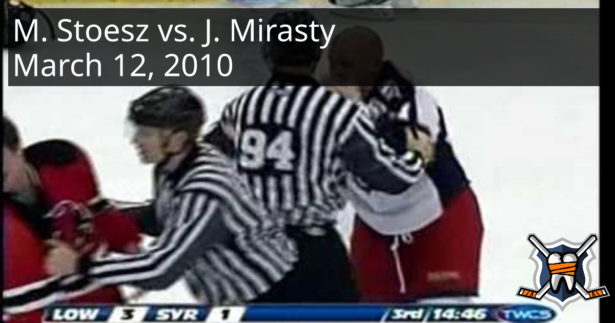 Myles Stoesz vs. Jon Mirasty, March 12, 2010 - Lowell Devils vs ...