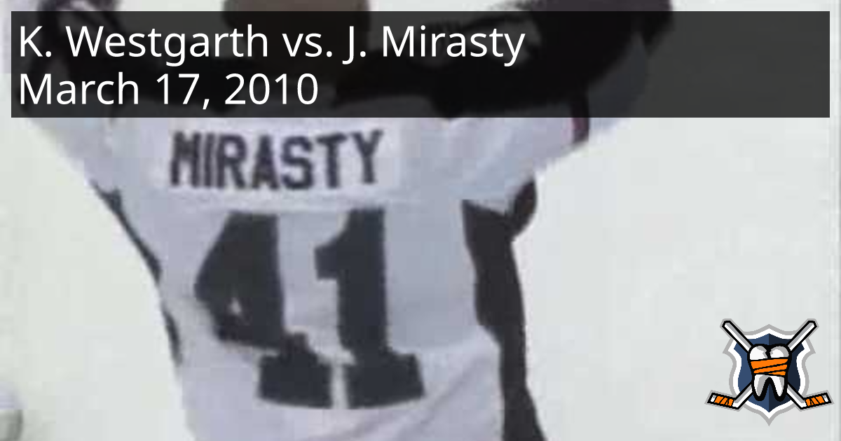 Kevin Westgarth vs. Jon Mirasty, March 17, 2010 - Manchester Monarchs ...