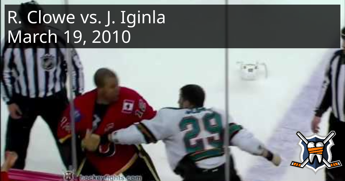 Ryane Clowe vs. Jarome Iginla, March 19, 2010 - San Jose Sharks vs ...