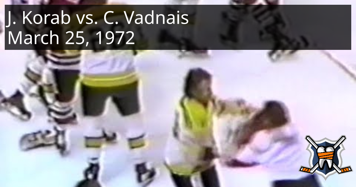 Jerry Korab vs. Carol Vadnais, March 25, 1972 - Chicago Blackhawks vs ...