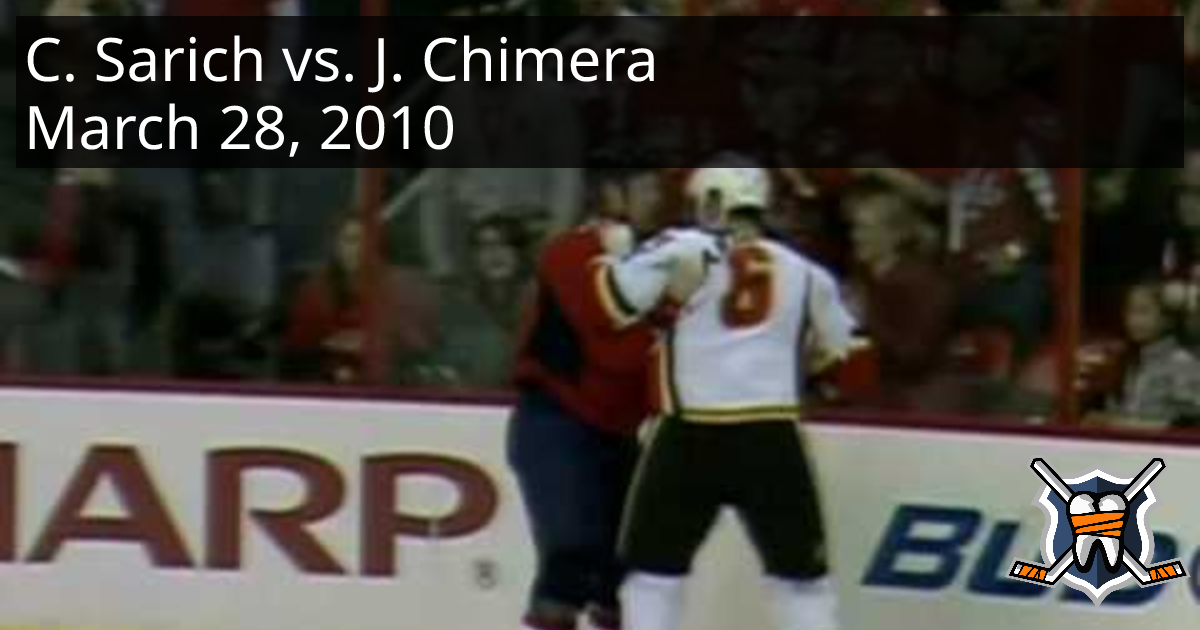 Cory Sarich vs. Jason Chimera, March 28, 2010 - Calgary Flames vs ...