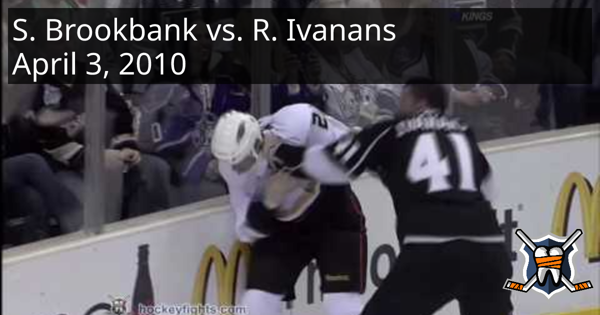 Sheldon Brookbank vs. Raitis Ivanans, April 3, 2010 - Anaheim Ducks vs ...