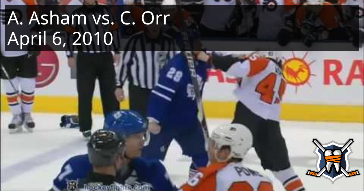 Arron Asham vs. Colton Orr, April 6, 2010 - Philadelphia Flyers vs ...