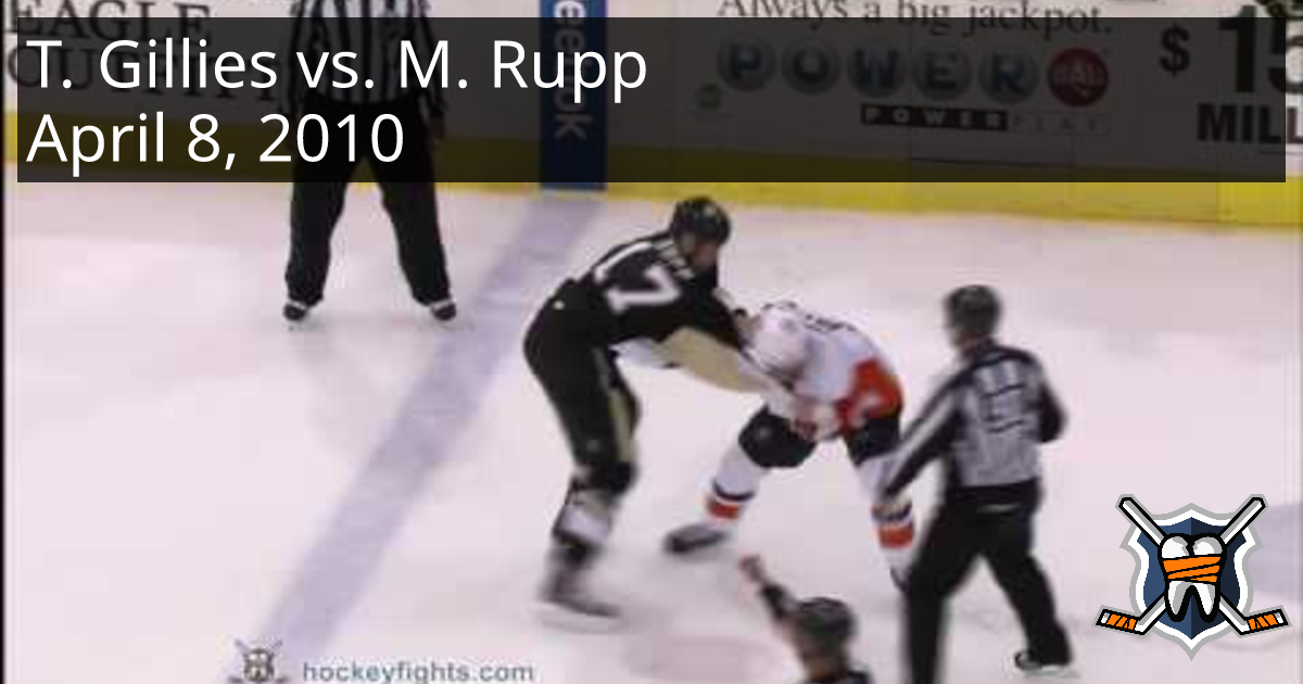 Trevor Gillies vs. Michael Rupp, April 8, 2010 - New York Islanders vs ...