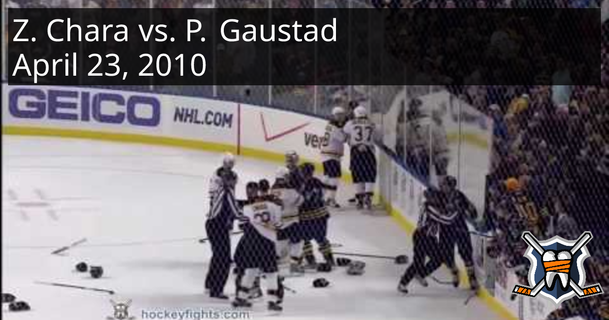 Zdeno Chara vs. Paul Gaustad, April 23, 2010 - Boston Bruins vs ...