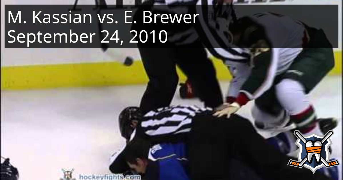 Matt Kassian vs. Eric Brewer, September 24, 2010 - Minnesota Wild vs ...