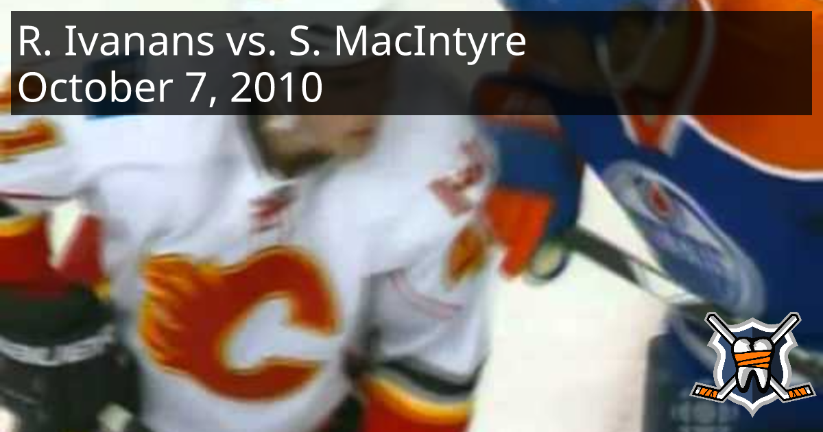 Raitis Ivanans vs. Steve MacIntyre, October 7, 2010 - Calgary Flames vs ...