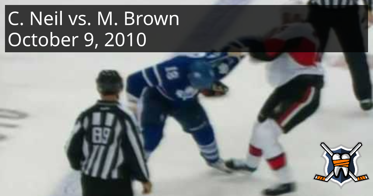 Chris Neil vs. Mike Brown, October 9, 2010 - Ottawa Senators vs ...