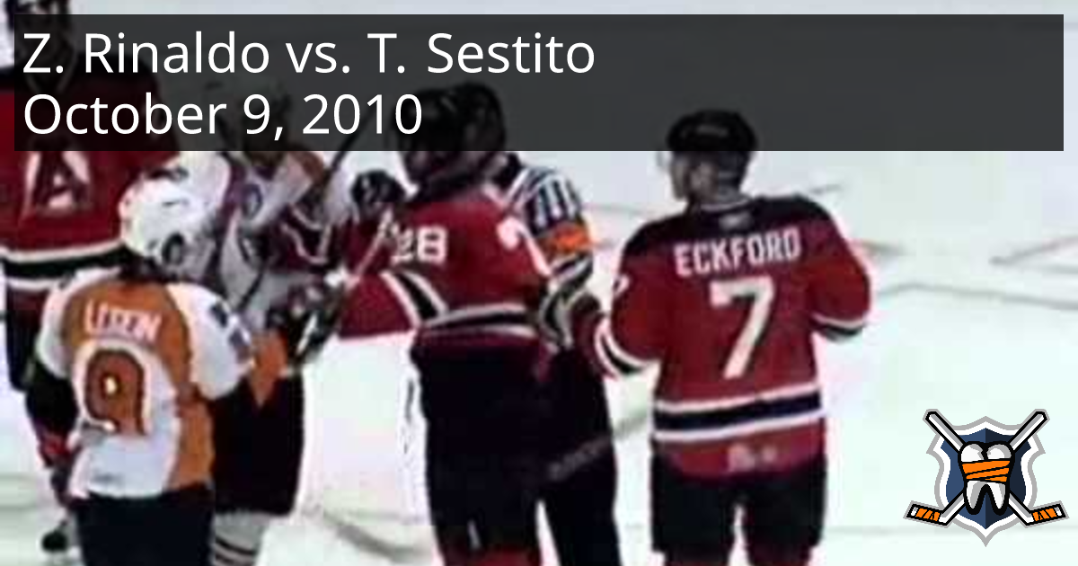 Zac Rinaldo vs. Tim Sestito, October 9, 2010 - Lehigh Valley Phantoms ...