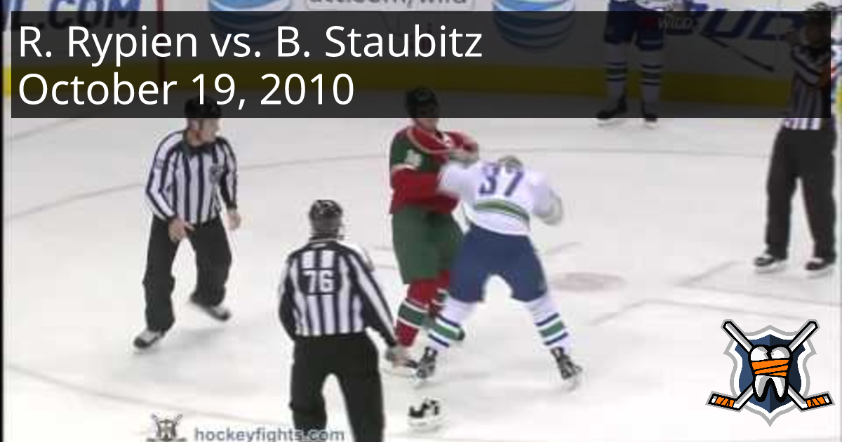 Rick Rypien vs. Brad Staubitz, October 19, 2010 - Vancouver Canucks vs ...