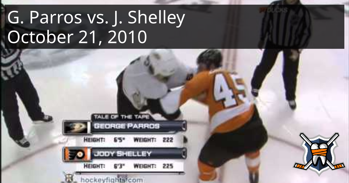 George Parros vs. Jody Shelley, October 21, 2010 - Anaheim Ducks vs ...