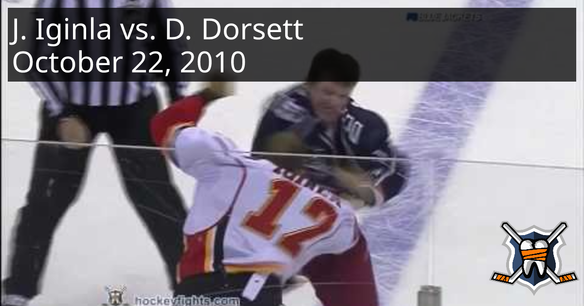 Jarome Iginla vs. Derek Dorsett, October 22, 2010 - Calgary Flames vs ...