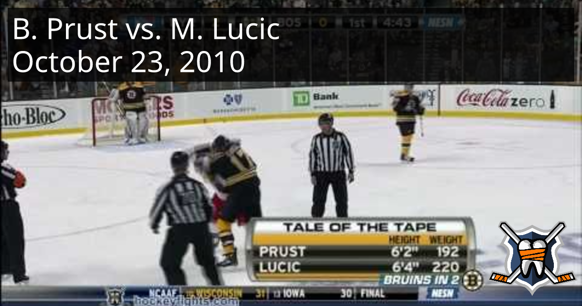 Brandon Prust vs. Milan Lucic, October 23, 2010 - New York Rangers vs ...