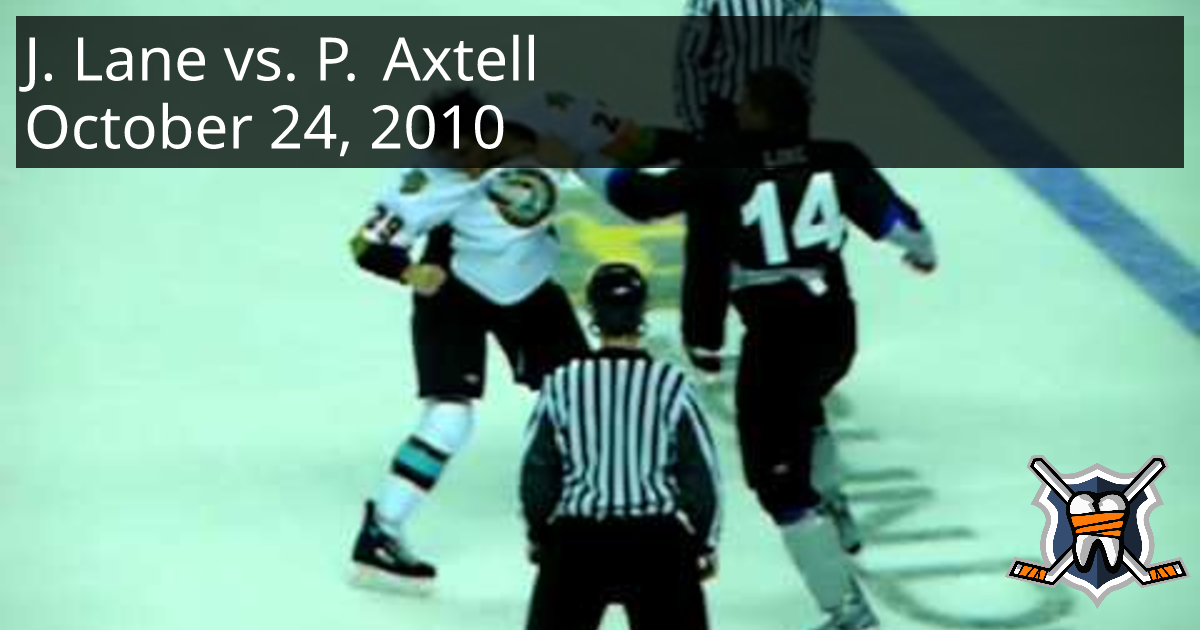 Jordan Lane vs. Phil Axtell, October 24, 2010 - Evansville IceMen vs ...