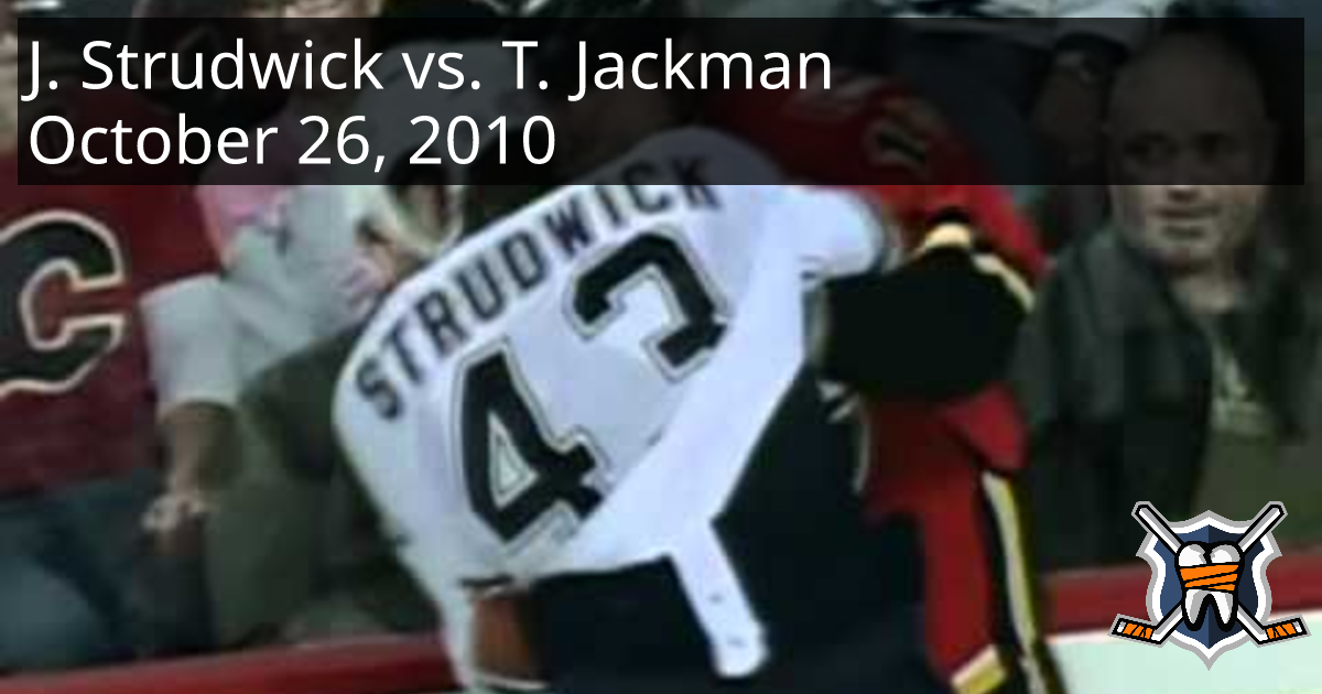 Jason Strudwick vs. Tim Jackman, October 26, 2010 - Edmonton Oilers vs ...