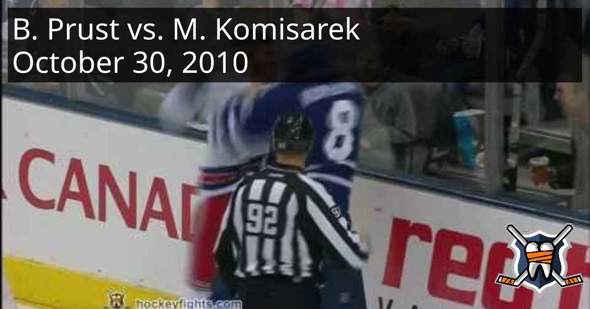 Brandon Prust vs. Mike Komisarek, October 30, 2010 - New York Rangers ...