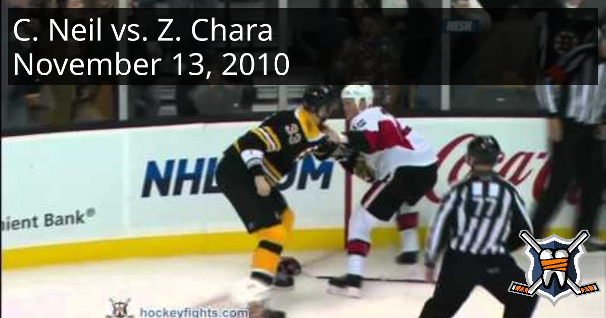 Chris Neil vs. Zdeno Chara, November 13, 2010 - Ottawa Senators vs ...