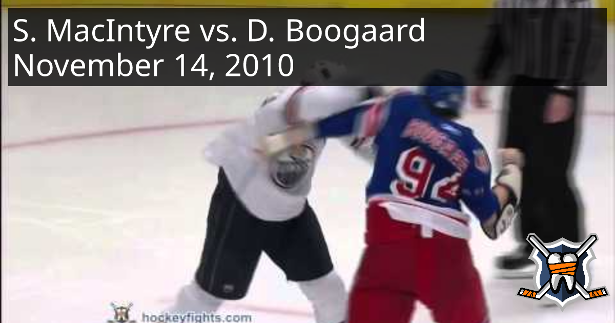 Steve MacIntyre vs. Derek Boogaard, November 14, 2010 - Edmonton Oilers ...