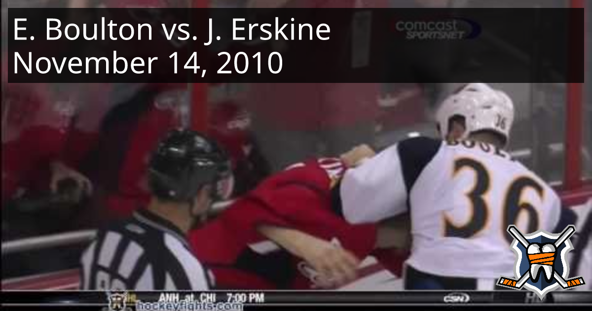Eric Boulton vs. John Erskine, November 14, 2010 - Atlanta Thrashers vs ...