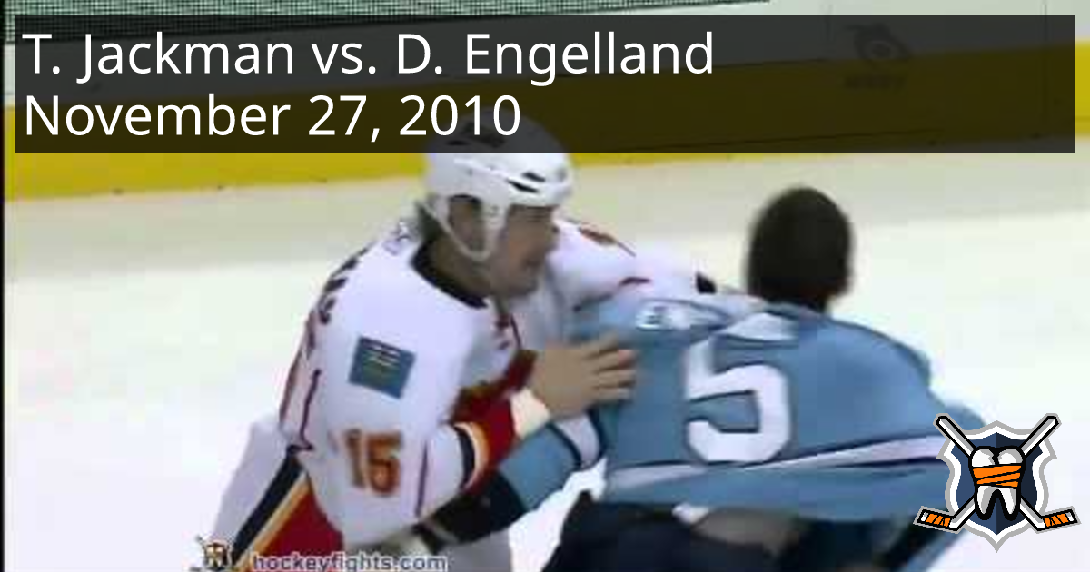 Tim Jackman vs. Deryk Engelland, November 27, 2010 - Calgary Flames vs ...