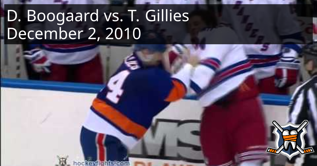 Derek Boogaard vs. Trevor Gillies, December 2, 2010 - New York Rangers ...