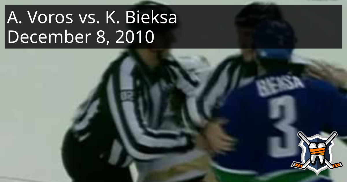 Aaron Voros vs. Kevin Bieksa, December 8, 2010 - Anaheim Ducks vs ...