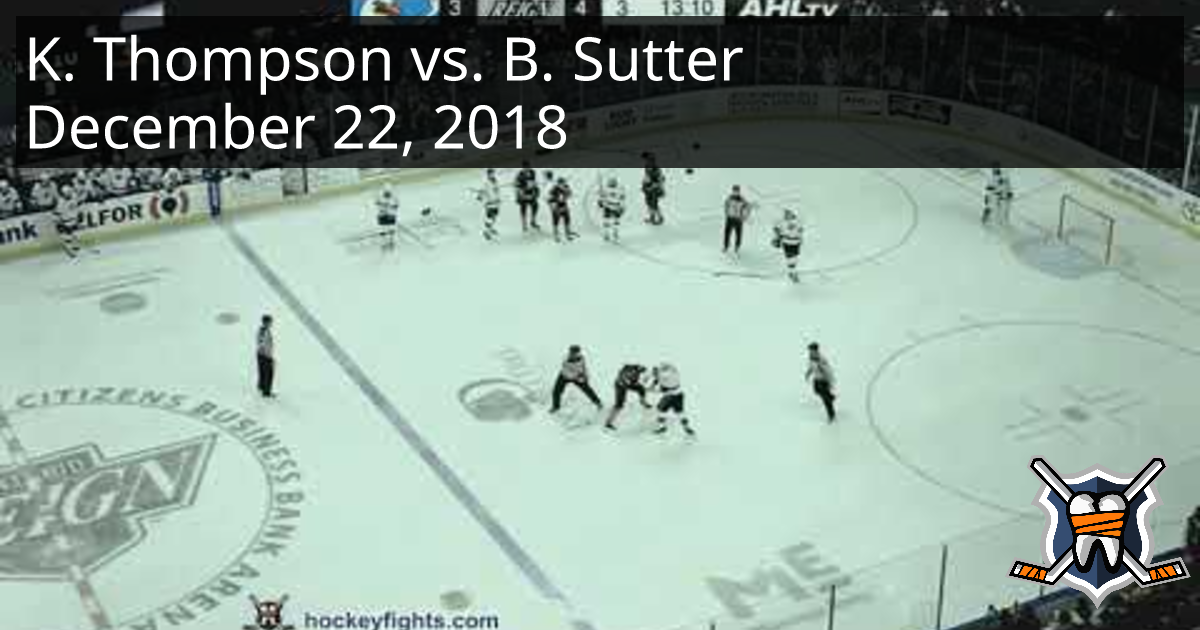Keaton Thompson vs. Brett Sutter, December 22, 2018 - San Diego Gulls ...