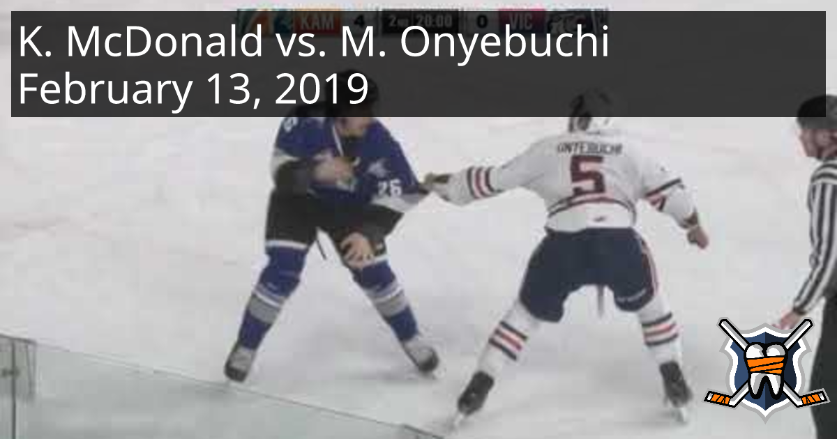 Kody McDonald vs. Montana Onyebuchi, February 13, 2019 - Victoria Royals vs. Kamloops Blazers ...