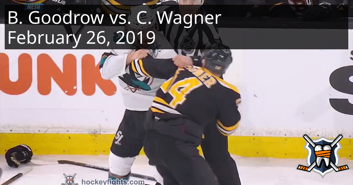 Barclay Goodrow vs. Chris Wagner, February 26, 2019 - San Jose Sharks ...