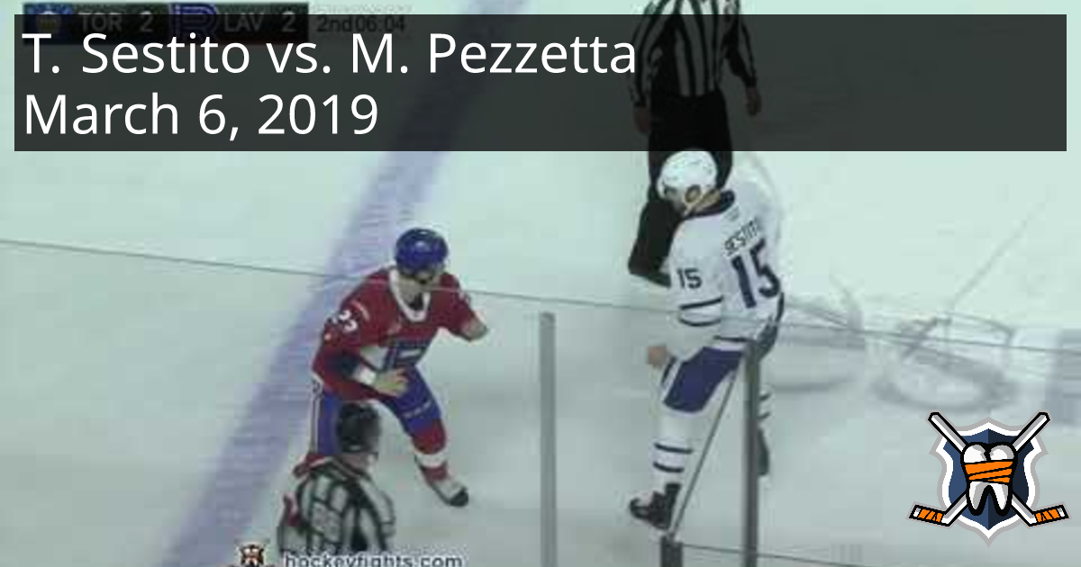 Tom Sestito vs. Michael Pezzetta, March 6, 2019 - Toronto Marlies vs ...