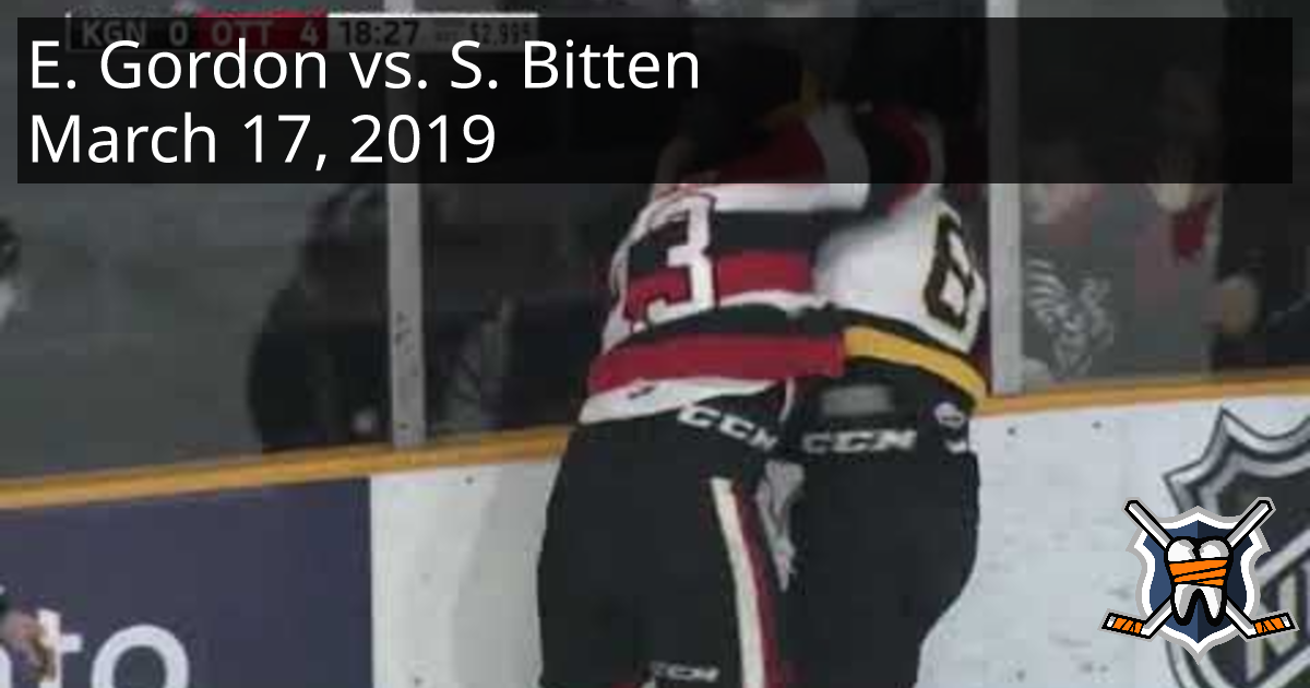 Emmett Gordon vs. Sam Bitten, March 17, 2019 - Kingston Frontenacs vs ...