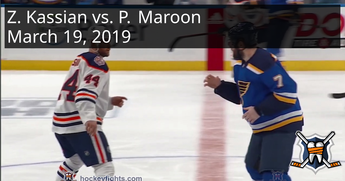 Zack Kassian vs. Pat Maroon, March 19, 2019 - Edmonton Oilers vs. St ...