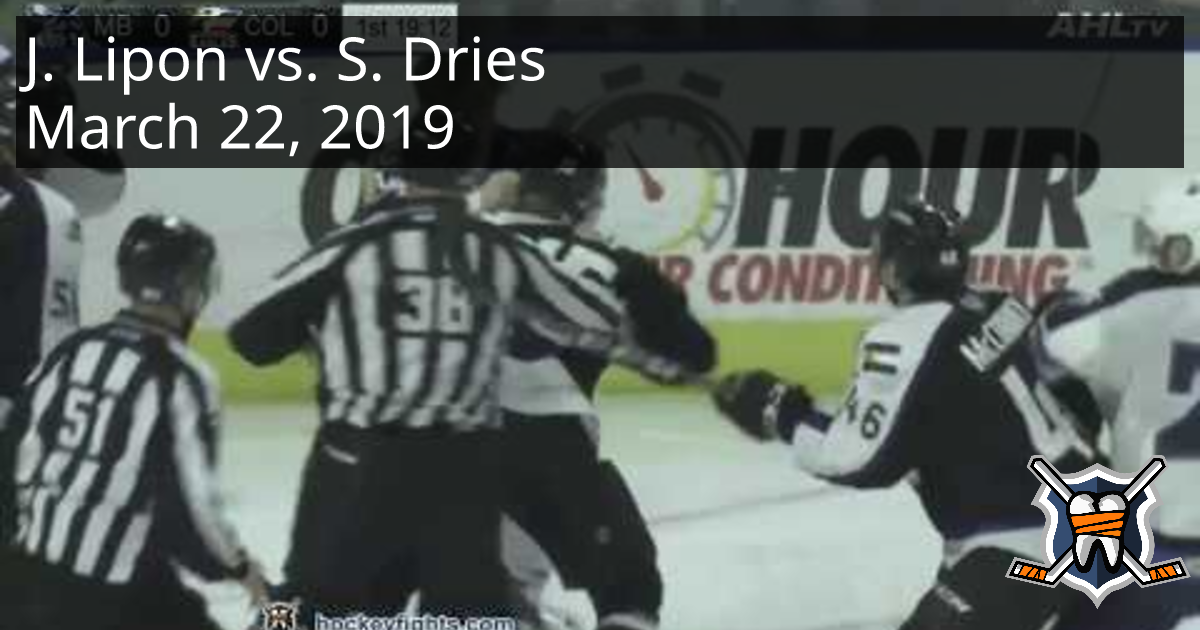 JC Lipon vs. Sheldon Dries, March 22, 2019 - Manitoba Moose vs ...