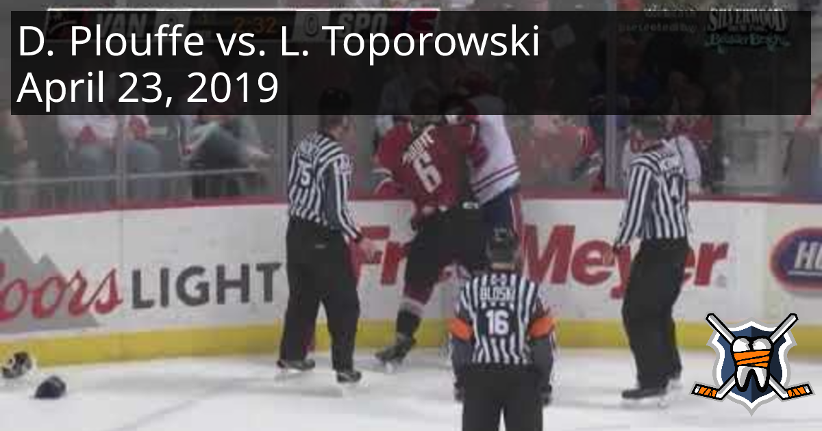 Dylan Plouffe vs. Luke Toporowski, April 23, 2019 - Vancouver Giants vs ...