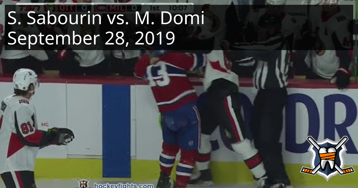 Scott Sabourin vs. Max Domi, September 28, 2019 - Ottawa Senators vs ...