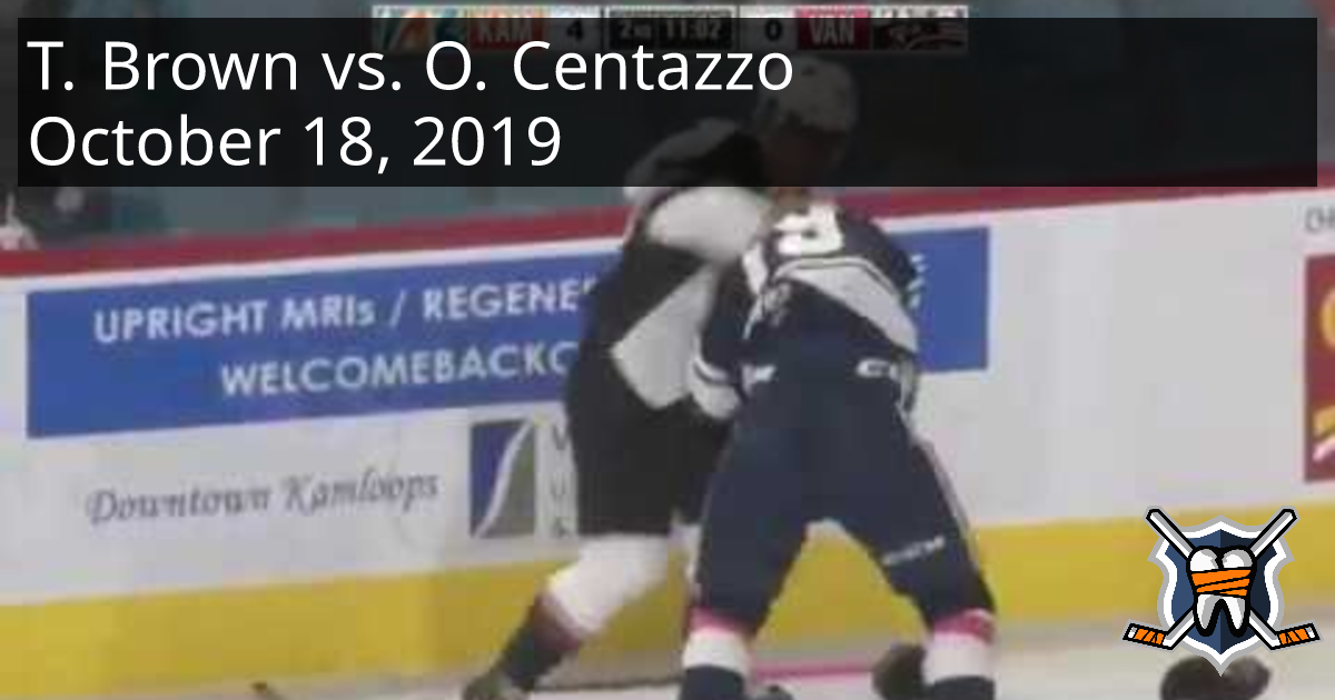Tanner Brown vs. Orrin Centazzo, October 18, 2019 - Vancouver Giants vs ...