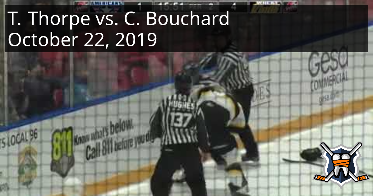 Ty Thorpe vs. Connor Bouchard, October 22, 2019 - Brandon Wheat Kings ...