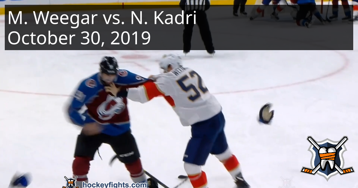 MacKenzie Weegar vs. Nazem Kadri, October 30, 2019 - Florida Panthers ...