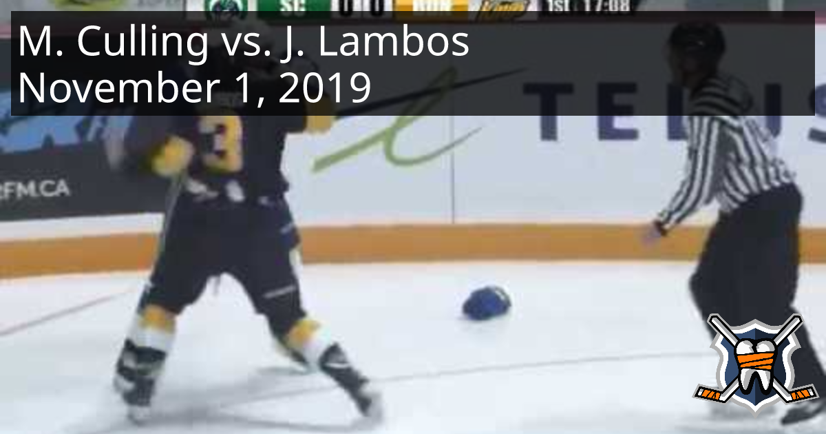 Matthew Culling vs. Jonny Lambos, November 1, 2019 - Swift Current ...