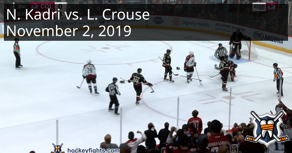 Nazem Kadri vs. Lawson Crouse, November 2, 2019 - Colorado Avalanche vs ...