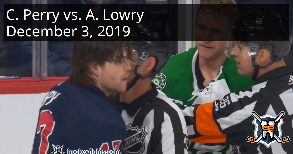 Corey Perry vs. Adam Lowry, December 3, 2019 - Dallas Stars vs ...