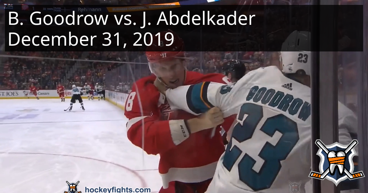 Barclay Goodrow vs. Justin Abdelkader, December 31, 2019 - San Jose ...
